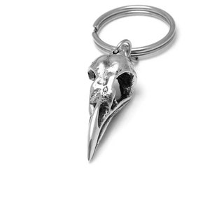 Handmade Crow Bird Skull Keychain in Pewter - Etsy