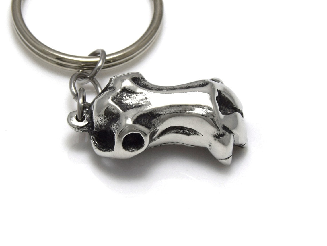 Hippo Skull Keychain Hippopotamus Keyring in Pewter | Etsy