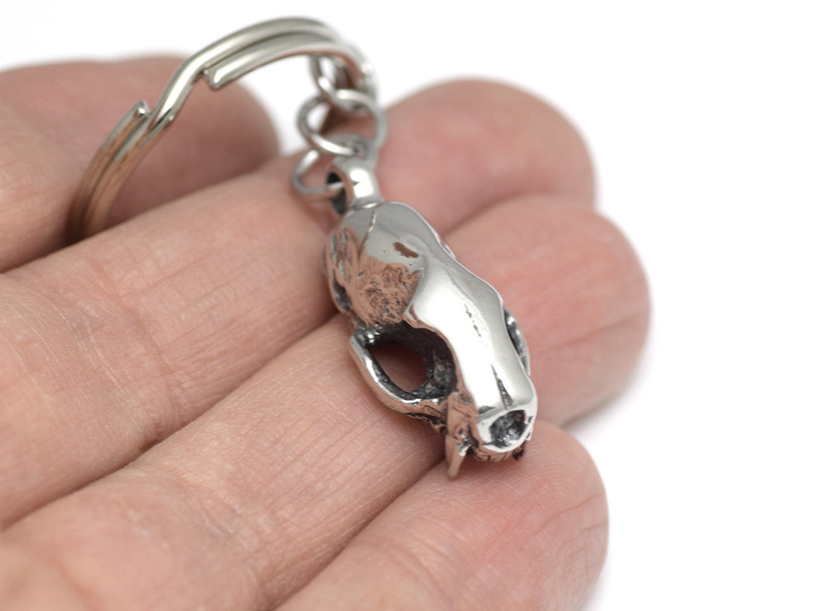 Metal Weasel Skull Keychain Polished Pewter Hand Carved - Etsy
