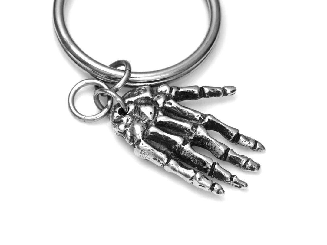 Skeleton Hand Keychain, Human Bones Charm, Handmade in Pewter - Etsy