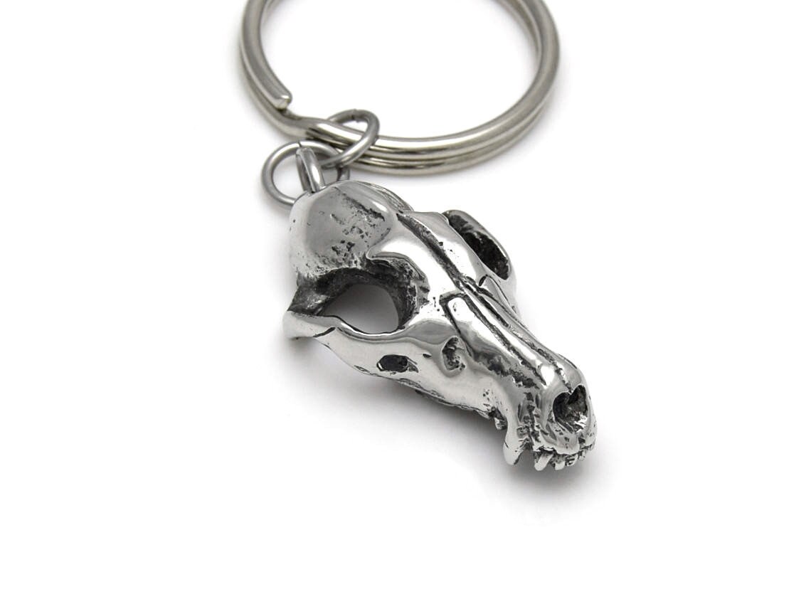 Fox Skull Keychain Animal Key Holder Handmade in Pewter | Etsy