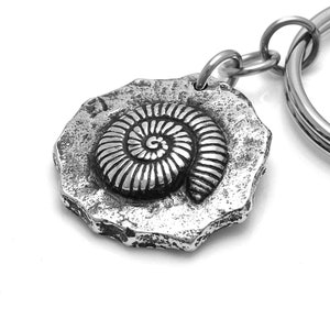 Ammonite Keychain, Mollusc Fossil Keyring in Pewter - Etsy