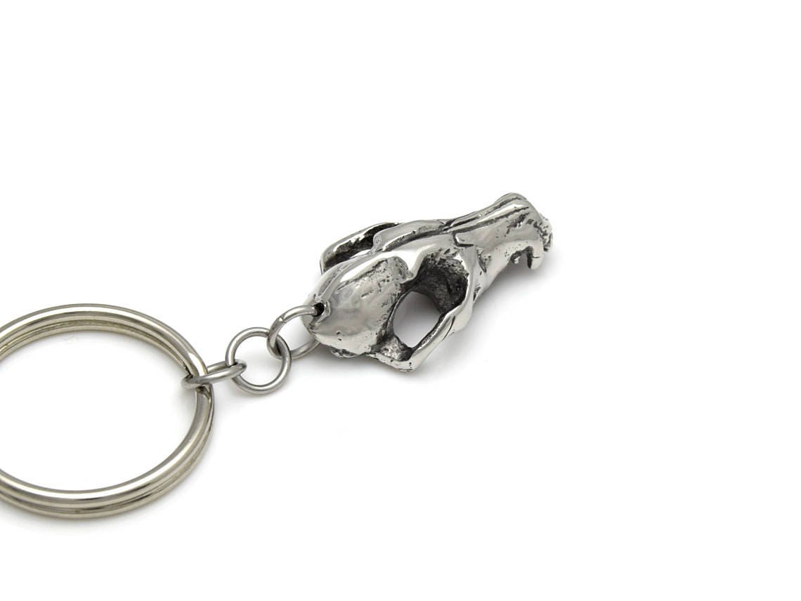 Fox Skull Keychain Animal Key Holder Handmade in Pewter | Etsy