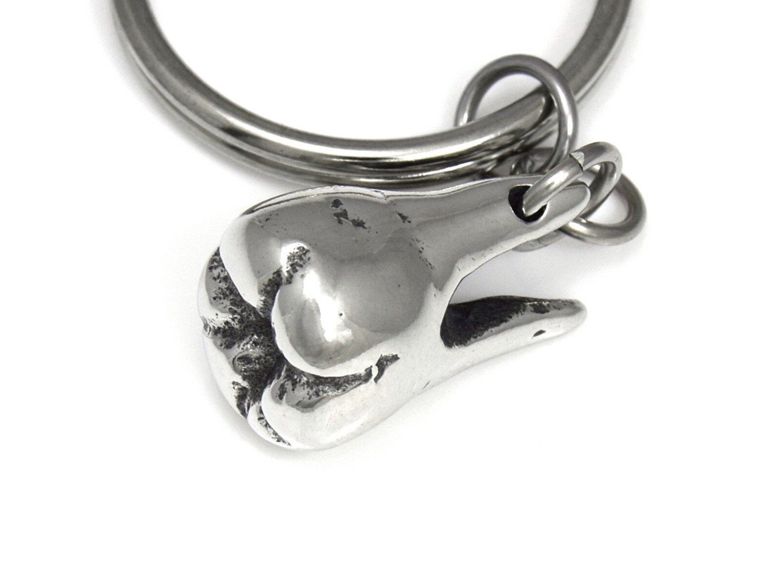 Handmade Human Molar Tooth Charm Keychain in Polished Pewter | Etsy