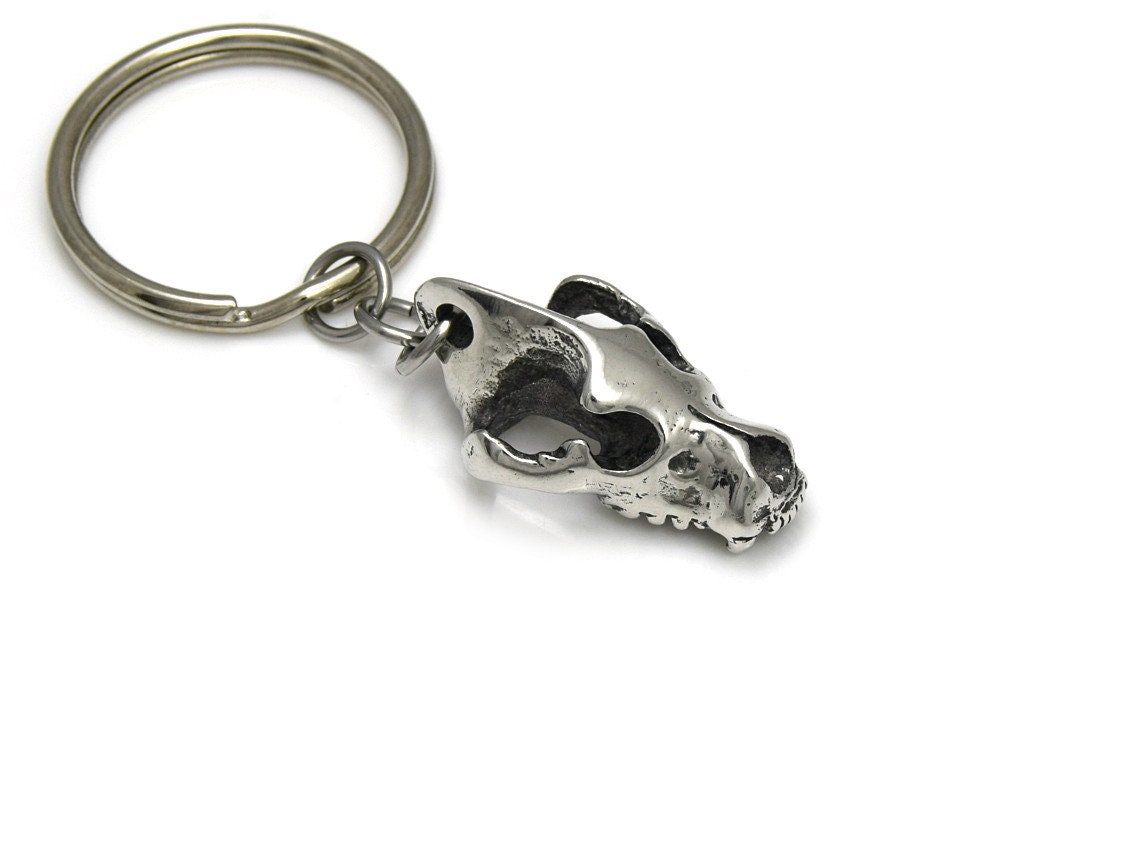 Hyena Skull Keychain in Pewter Handmade Animal Cranium Key | Etsy