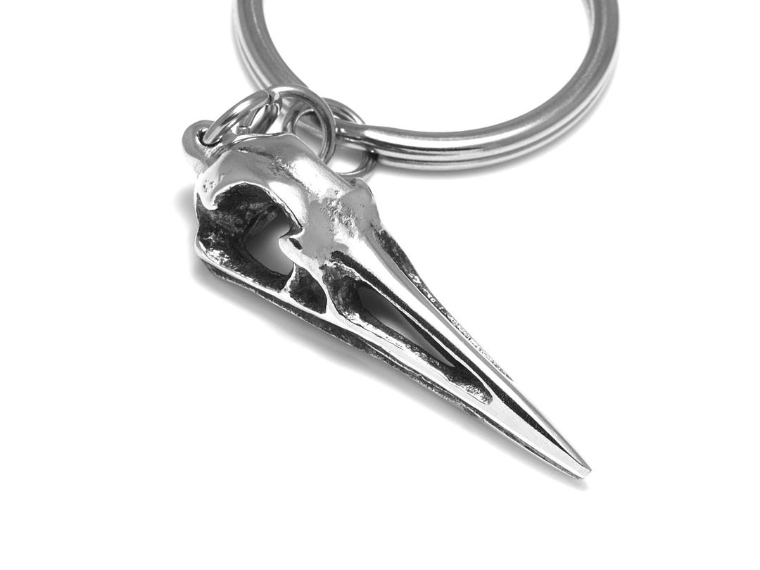 Crane Skull Keychain, Handmade Bird Keyring in Pewter - Etsy