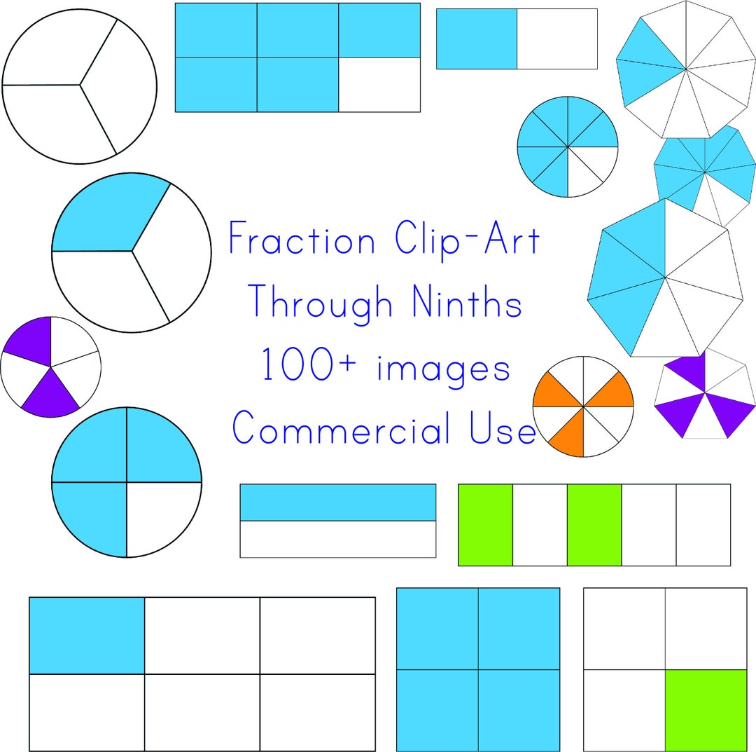 Fraction Clip Art Set Commercial Use Math Clipart - Etsy Ireland