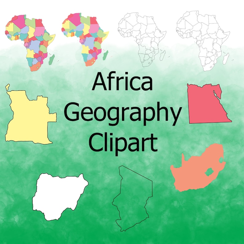 Geography of Africa Clipart Set Countries of Africa - Etsy