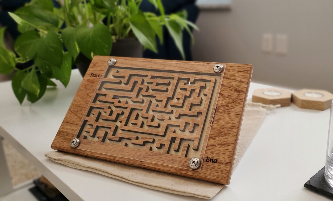 Double Sided Wooden Maze - Red Oak With Stainless Steel Ball - Etsy
