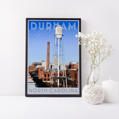 Durham North Carolina Poster Art Print City Skyline NC Item - Etsy
