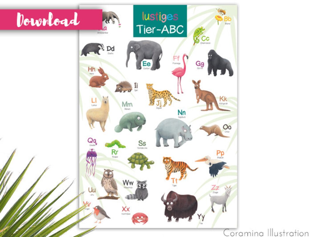 ABC Poster Funny Animal Alphabet Download Children's Room Back to ...