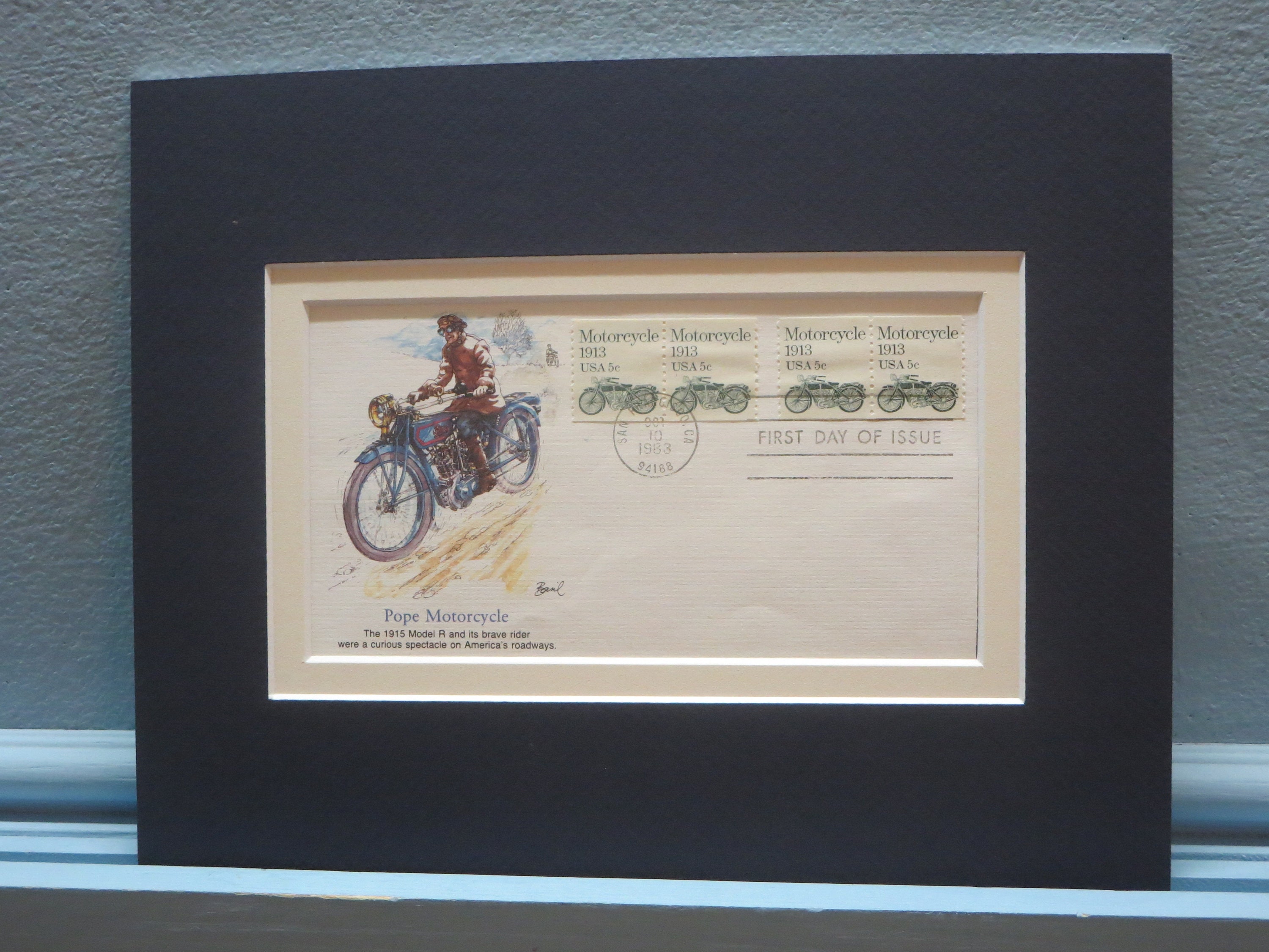 The 1913 Pope Motorcycle & First Day Cover of the of Its Own Stamp - Etsy