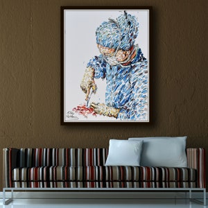 Female Surgeon 40" - Original Oil Painting, Surgical Procedure, Medical ...