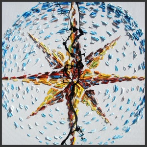 Abstract Compass 35" Original Oil Painting With Thick Texture ...
