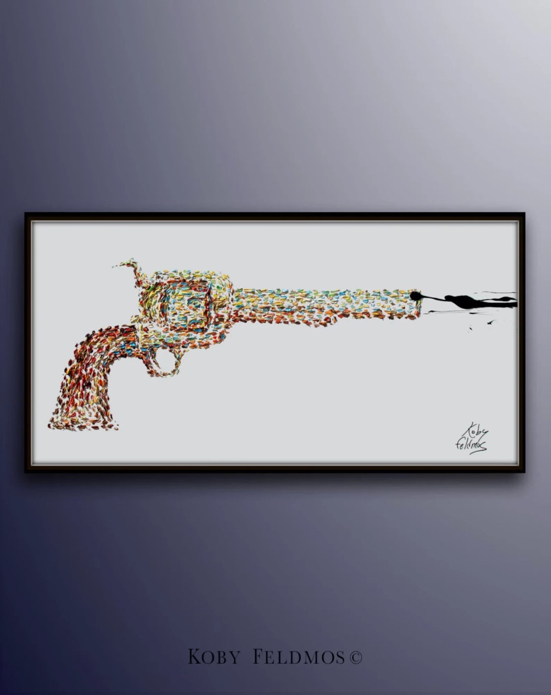 Shooting Gun 55 Pop Art Style, Thick Oil Paint Impasto Style Modern Art ...