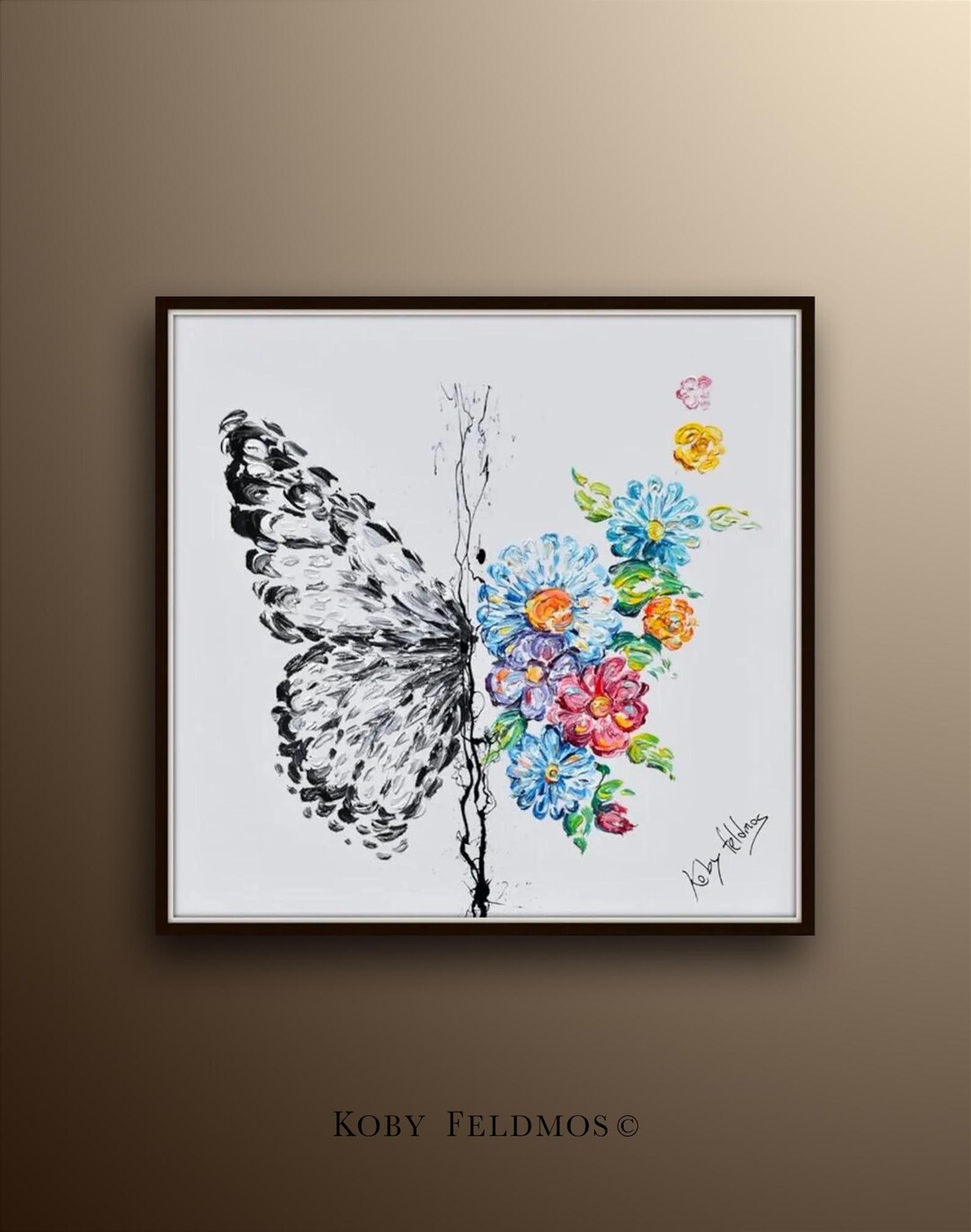 Outrageous Beautifully 35" !!! Spring Butterfly Original Oil Painting ...