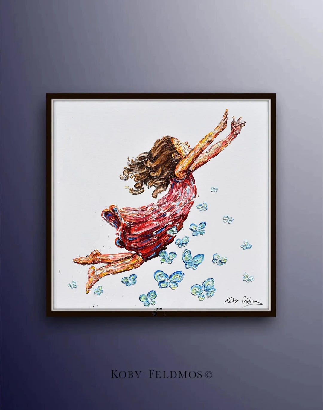Freedom Girl - 25" Super Unique Original Painting of a Girl Flying With ...