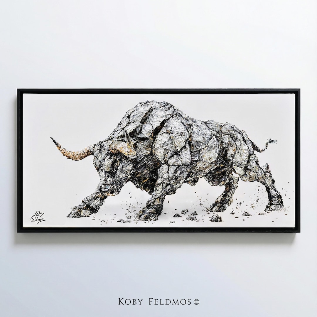 Original Oil Painting 60" : "power of the Bull - Strong as Stone ...