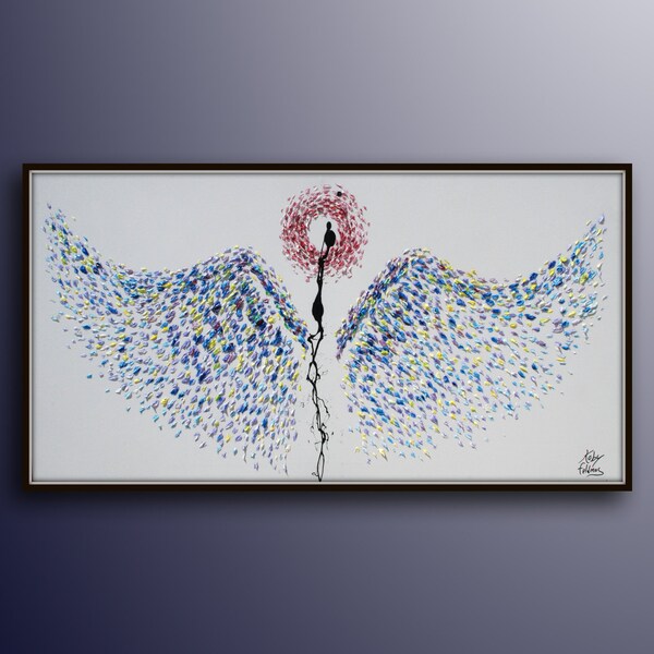 Textured Angel Wings Painting - Etsy