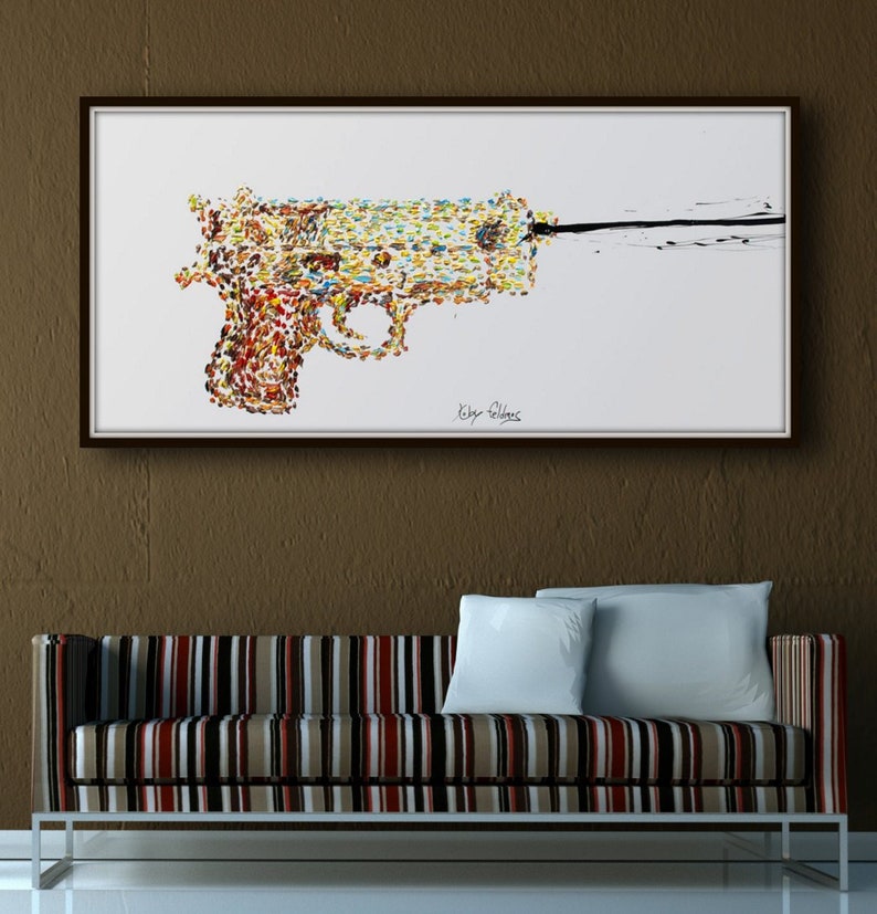 Painting 55 Shooting Gun Pop Art Style Thick Oil Paint | Etsy