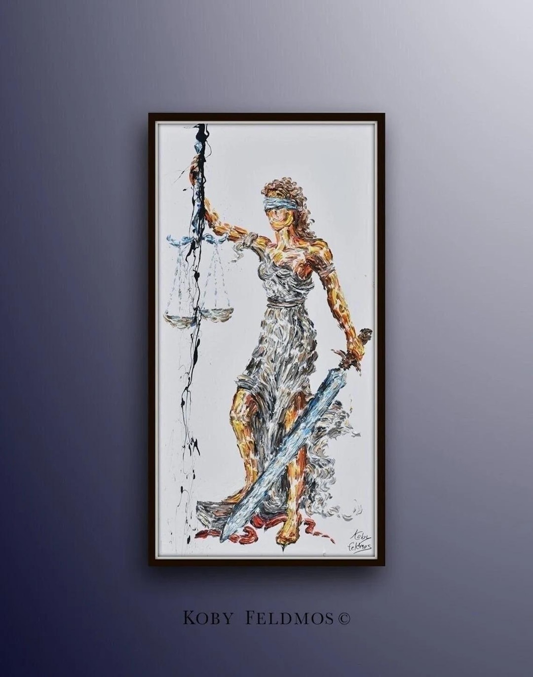 Lady Justice 50" Fine Art Painting – Textured Oil on Canvas by Koby ...