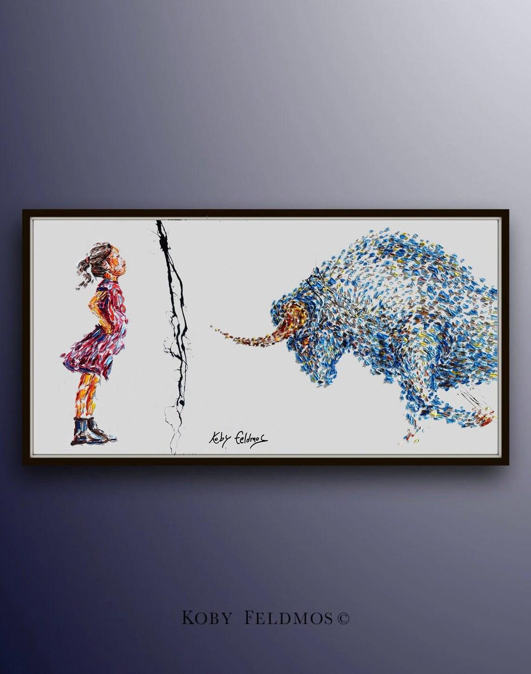 Office Painting 50" Brave Girl , Oil Painting on Canvas, Bull Vs. Girl ...