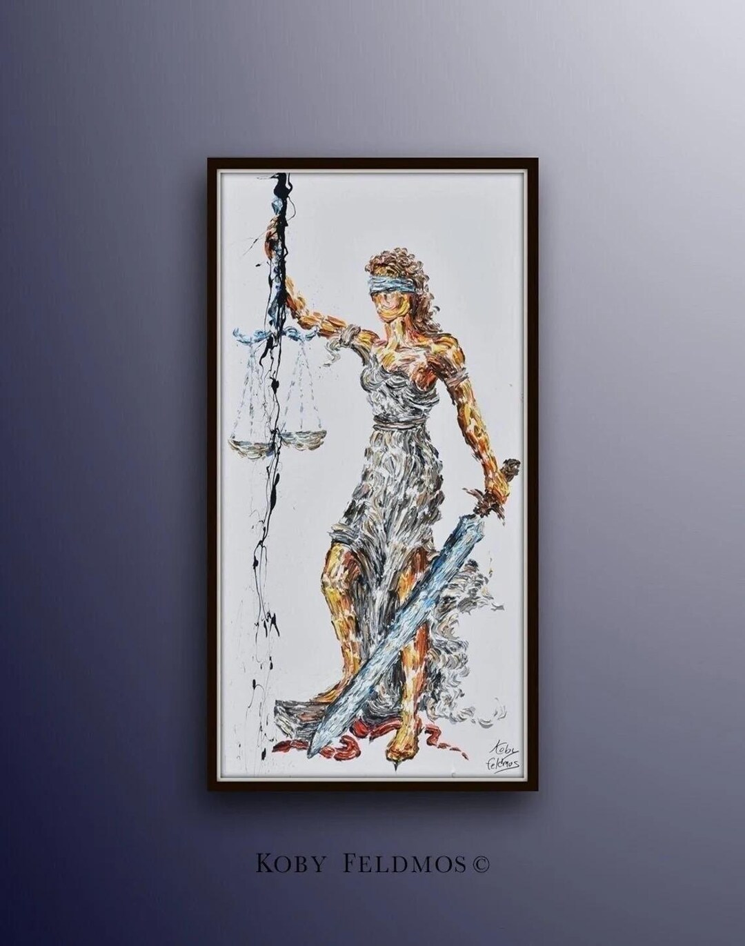 Lady Justice 50" Fine Art Painting – Textured Oil on Canvas by Koby ...