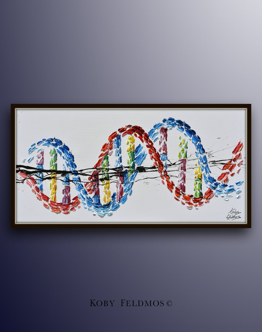 DNA 55" Original Oil Painting Gift for Doctor, Art for Office, Medical ...