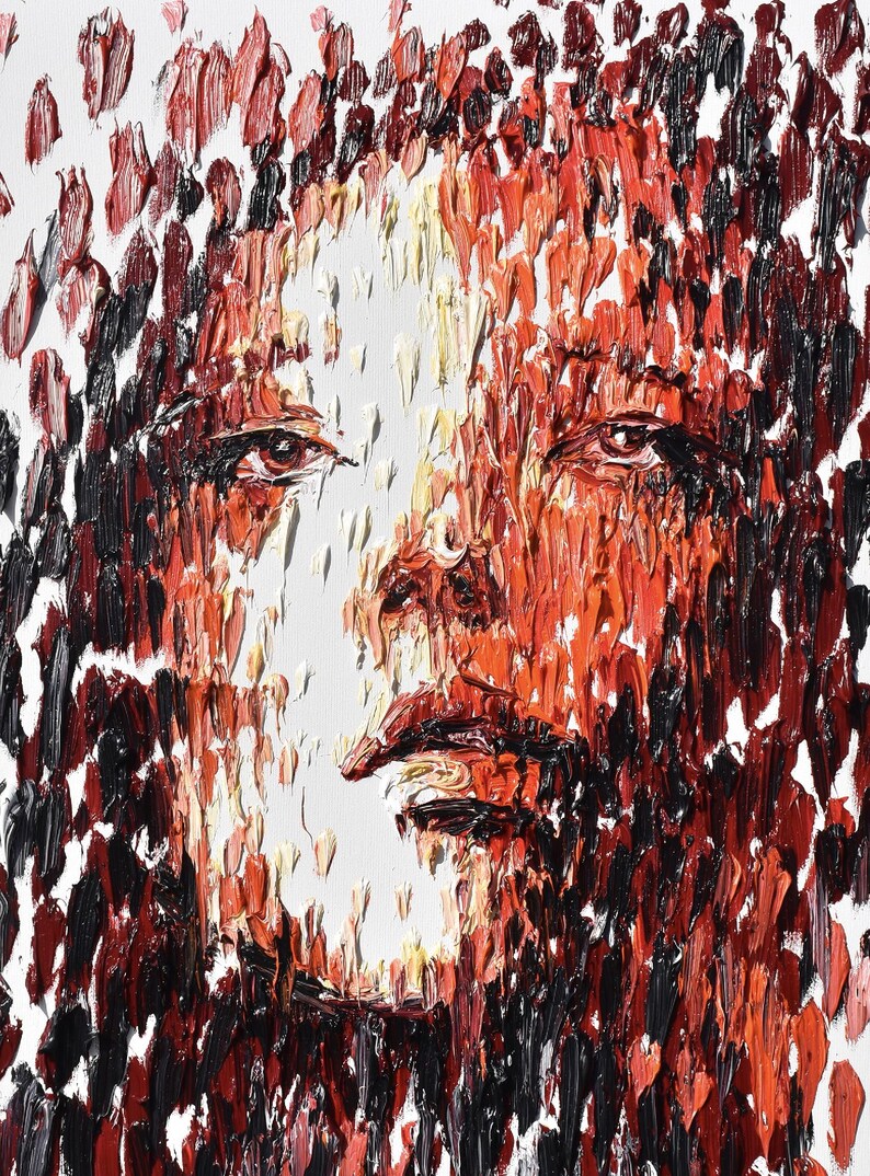 Abstract Women in Red 40", Amazing Composition, Directly From Art Miami ...