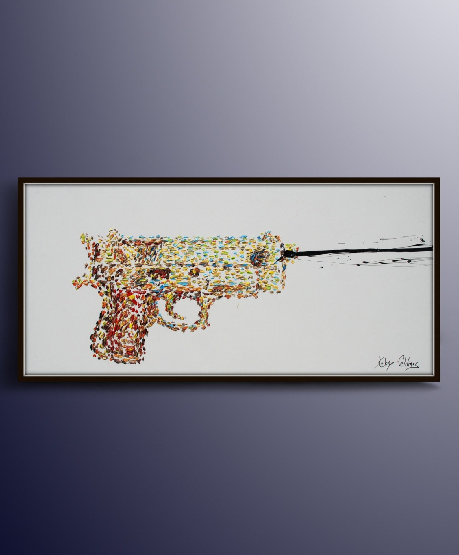 Painting 55 Shooting Gun Pop Art Style Thick Oil Paint | Etsy