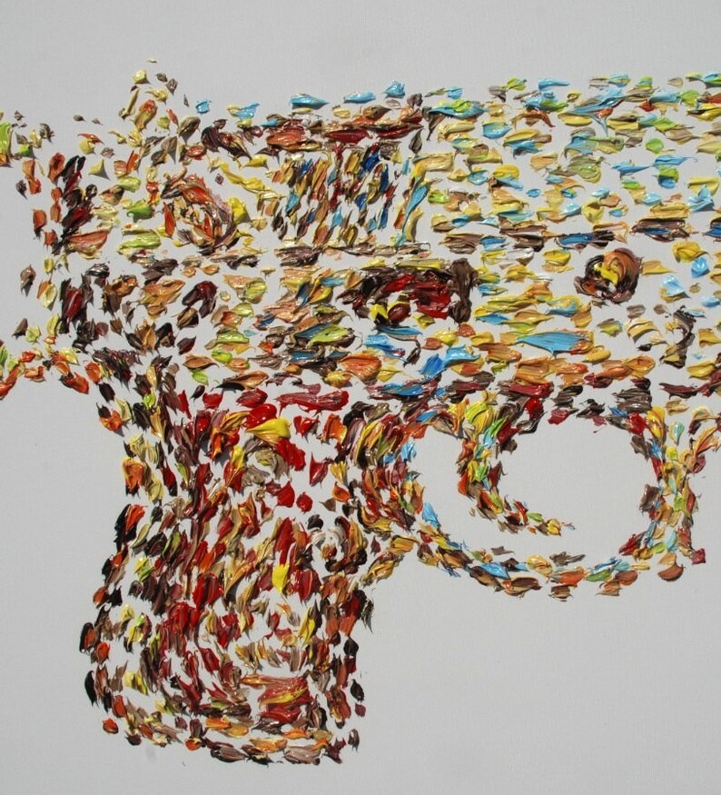 Painting 55 Shooting Gun Pop Art Style Thick Oil Paint | Etsy