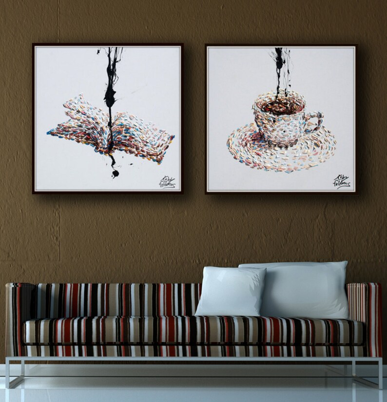 Coffee Cup & Reading Book 25 Beautiful Set / Painting - Etsy