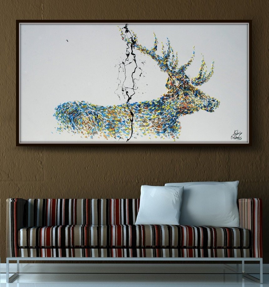 Painting 55 Animal STAG deer Abstract Painting on | Etsy