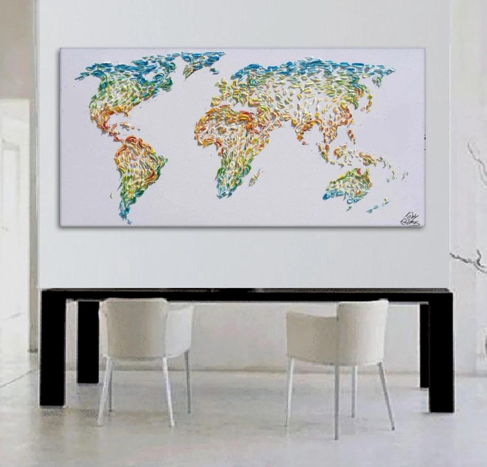 Painting 50" World Map Earth Painting, Continental Painting, Beautiful ...