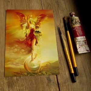 Art Print Fortune Angel Goddess Abundance Wealth Balance Riches Horn ...