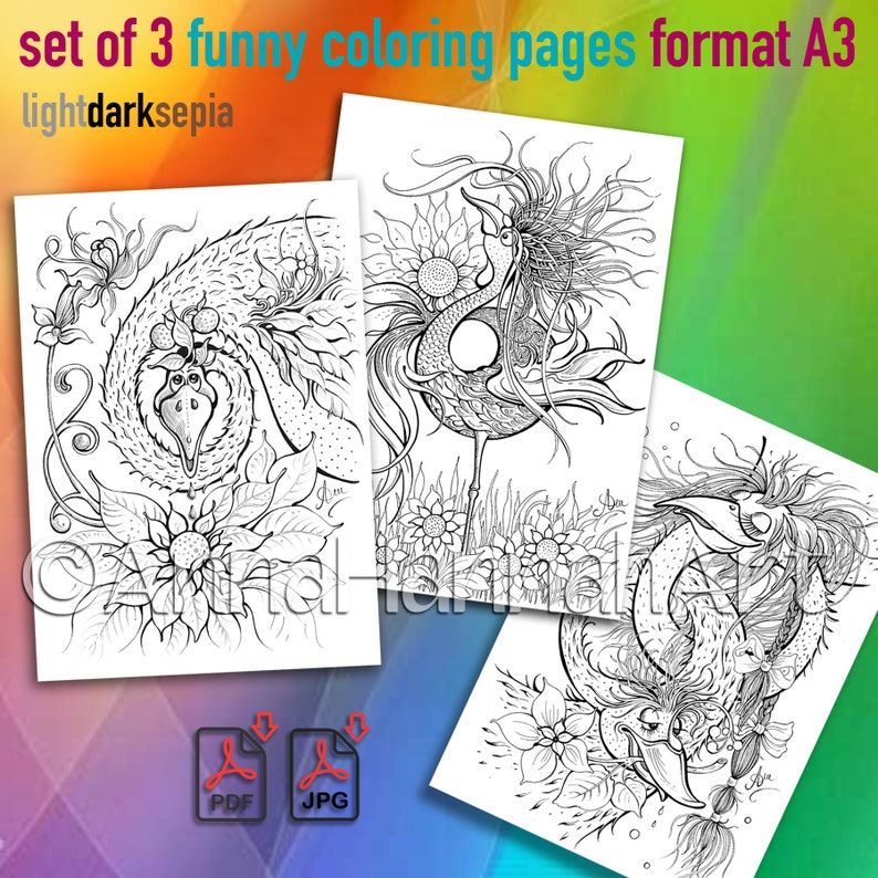 JUST for Fun:freak Birds Set of 3 Funny Printable - Etsy