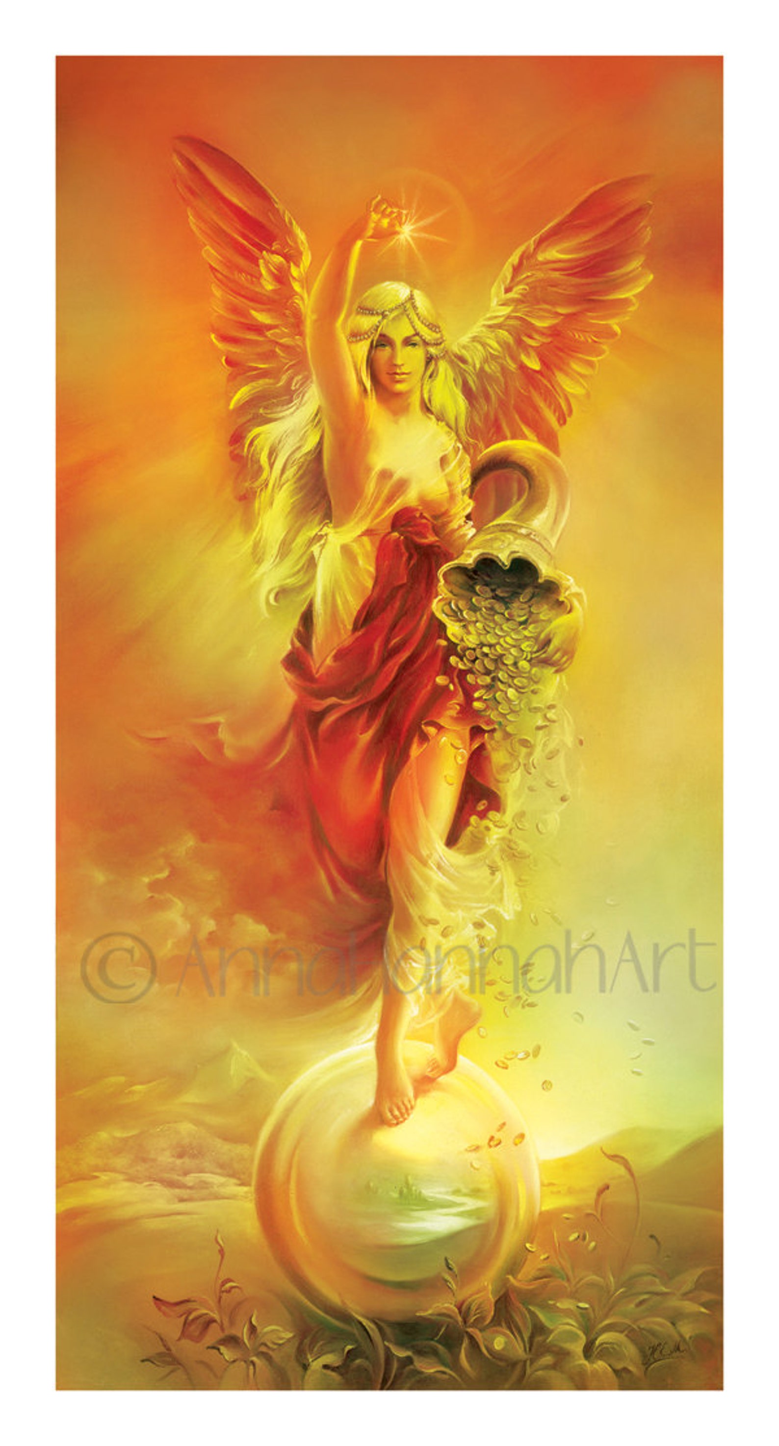 Fortune Angel Goddess Abundance Wealth Balance Riches Horn of | Etsy