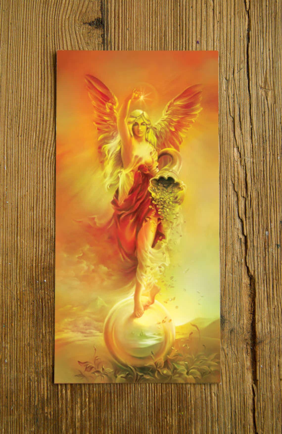 Art Print Fortune Angel Goddess Abundance Wealth Balance Riches Horn ...