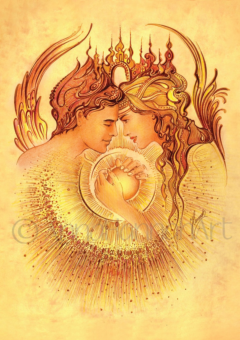 A4a5print Love Angels New Beginning Gate Magical Woman Man - Etsy