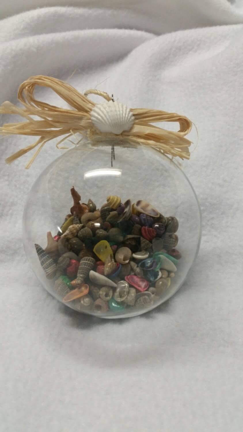 A Sea Shell Filled Glass Ornament - Etsy