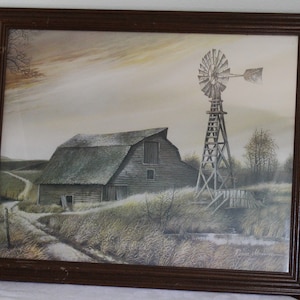Farm Print Ruane Manning Framed Print Barn and Windmill 1982 Vintage ...