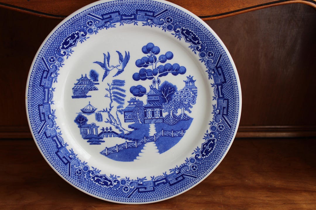 Carr China Blue Willow Chop Plate 1930s Vintage Dinnerware and Home ...