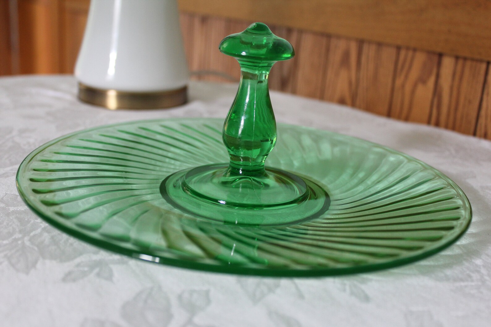 Green Depression Glass Tidbit Tray Anchor Hocking Swirl 1929 - 1934 ...