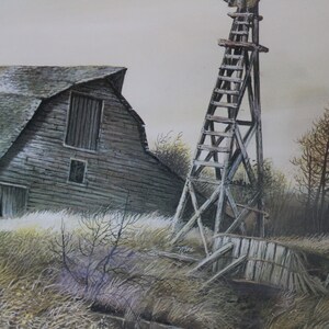 Farm Print Ruane Manning Framed Print Barn and Windmill 1982 Vintage ...