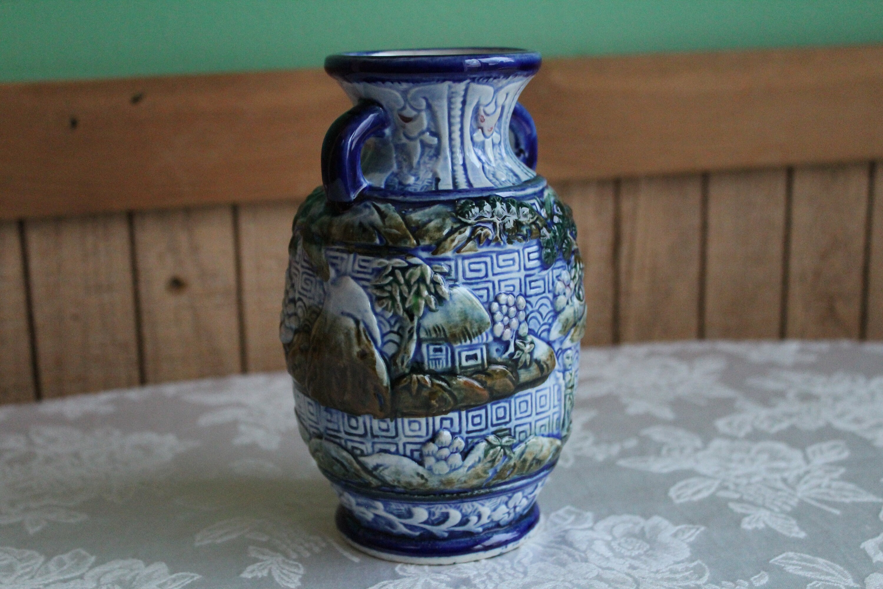 Japanese Ceramic Vase Asian Scenic Countryside Vintage Home Décor and ...