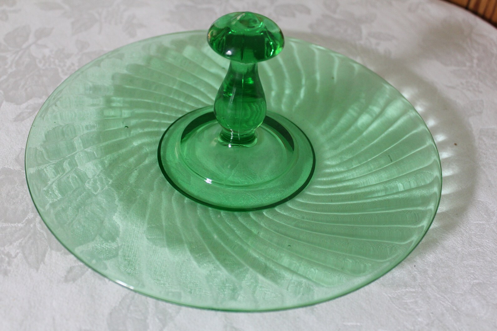 Green Depression Glass Tidbit Tray Anchor Hocking Swirl 1929 - 1934 ...