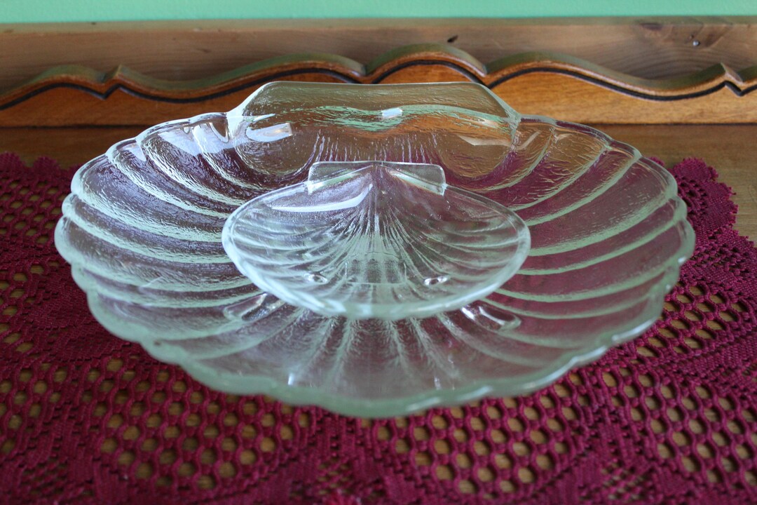 Shell Chip and Dip Bowls Frosted Glass Vintage Serving Ware - Etsy