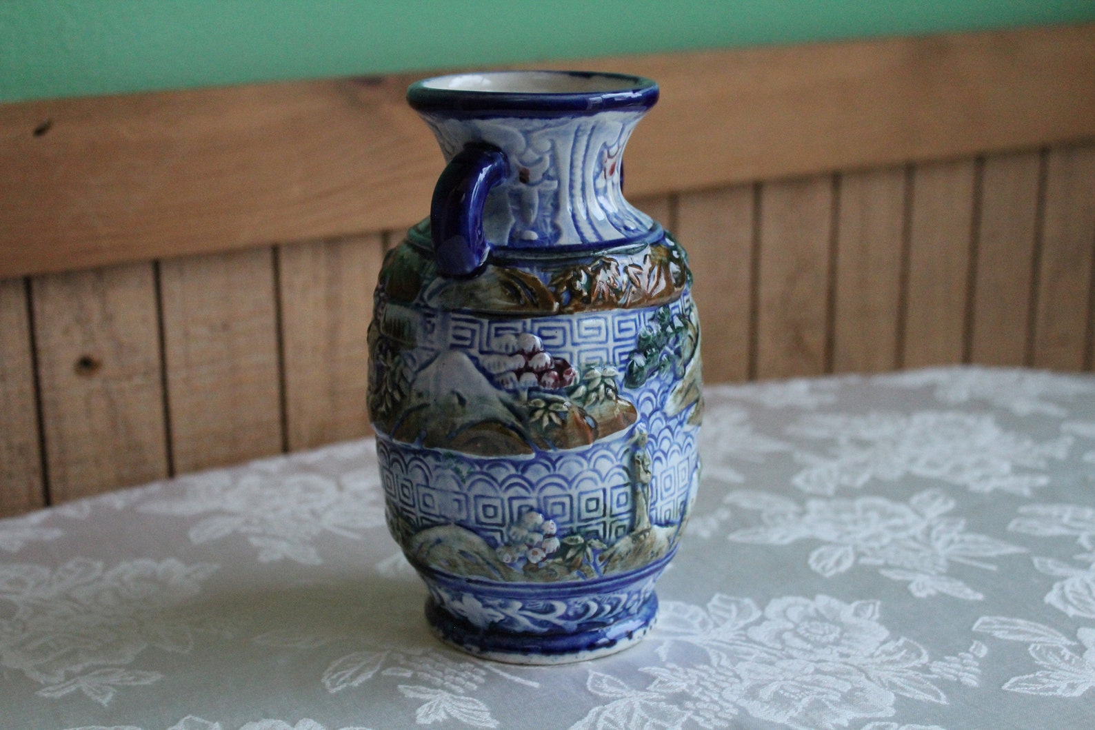 Japanese Ceramic Vase Asian Scenic Countryside Vintage Home Décor and ...
