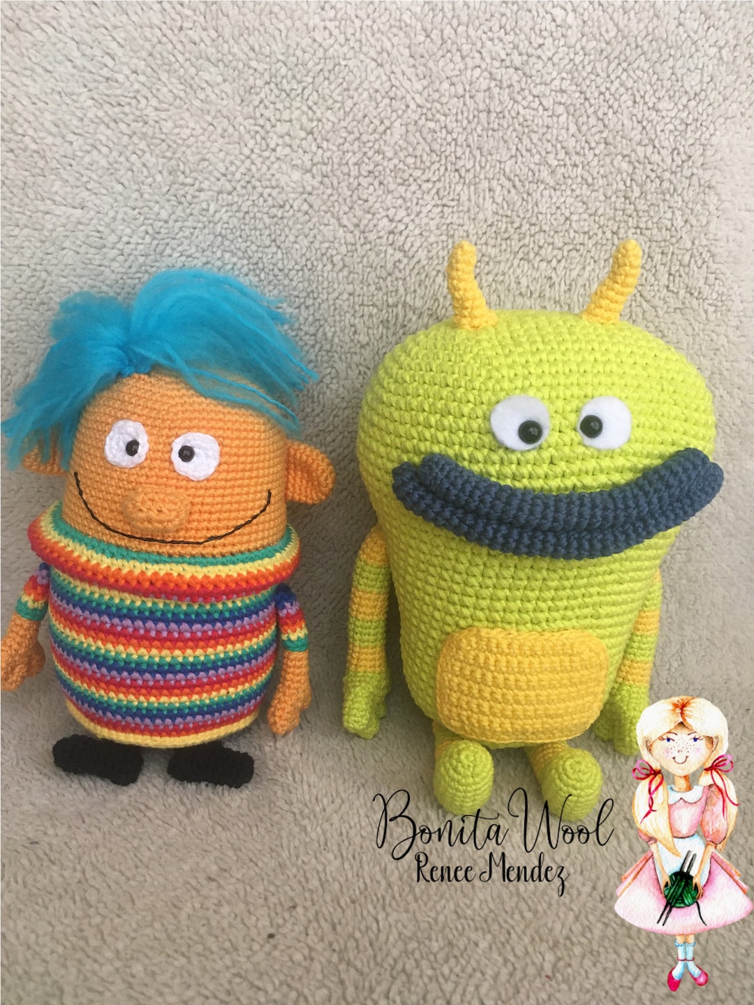 PDF PATTERN SET Frank and Frankie, Frank and Frankie Crochet Pattern ...