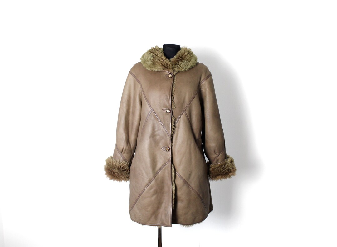 MUFLONE Shearling Coat, 80's 90's Mouflon Sheepskin Leather Jacket Coat ...